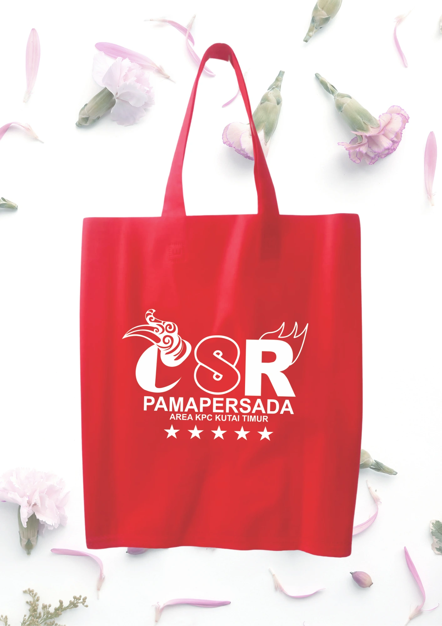 Tas Spunbond Merah Sablon Logo Pama - Souvenirin